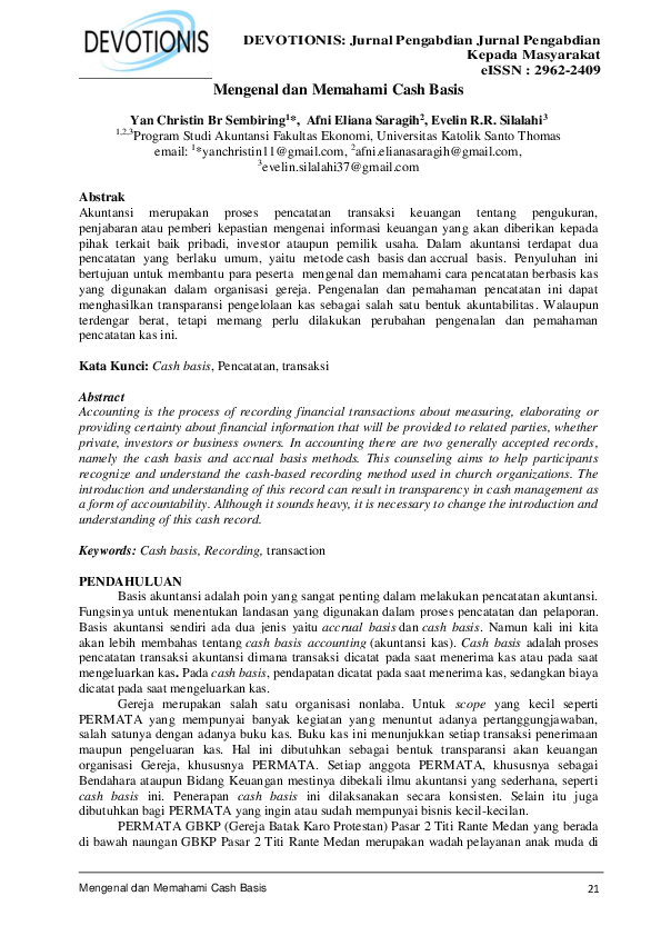 (PDF) Mengenal dan Memahami Cash Basis