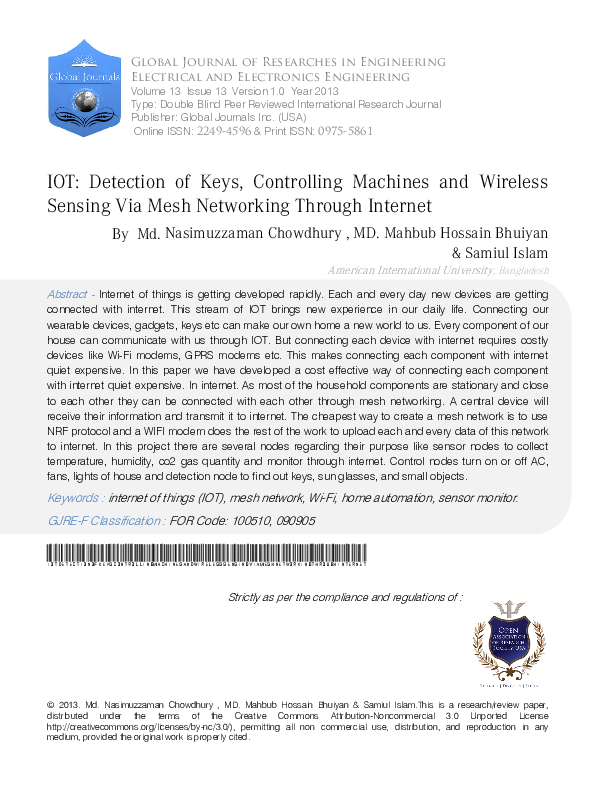 (PDF) IOT Detection of Keys Controlling Machines and Wireless Sensing Via Mesh Networking ...