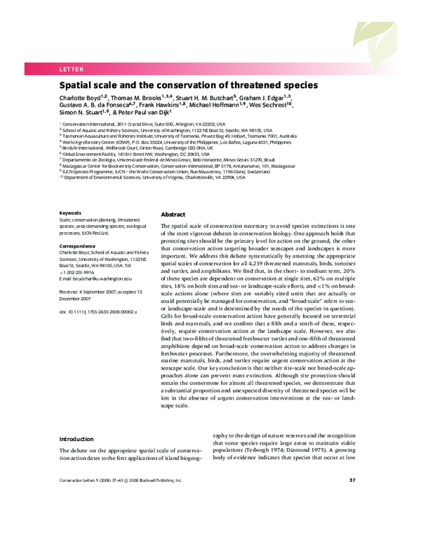 (PDF) Spatial scale and the conservation of threatened species