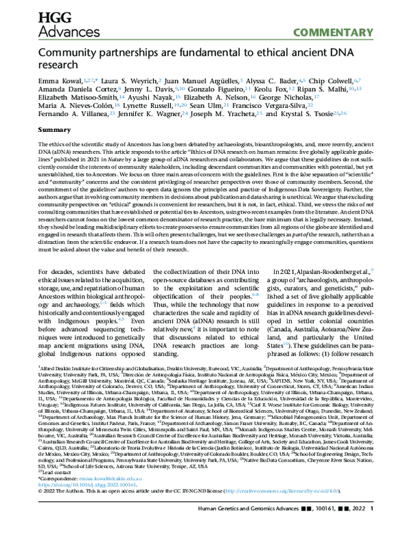 (PDF) Community partnerships are fundamental to ethical ancient DNA ...