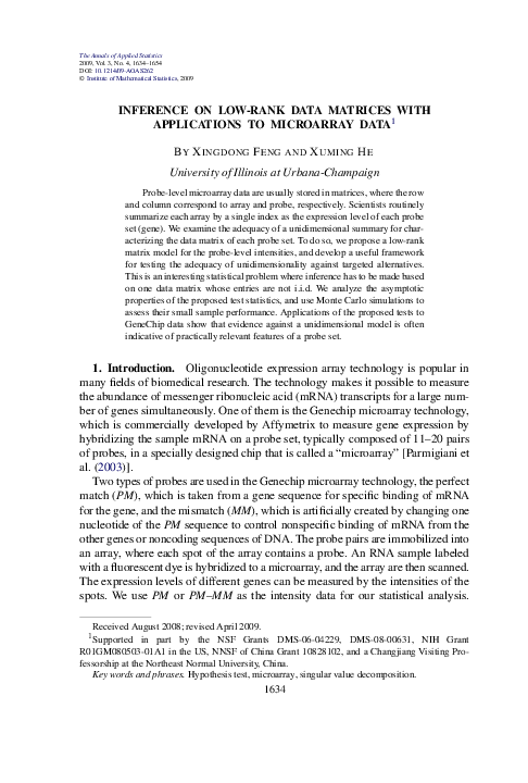 (PDF) Inference on low-rank data matrices with applications to ...