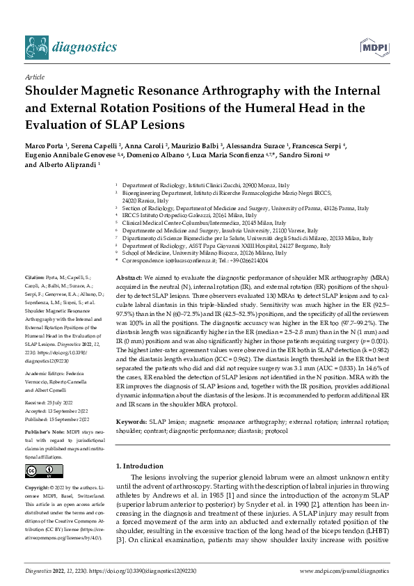 (PDF) SLAP lesions of the shoulder | Richard Ferkel - Academia.edu