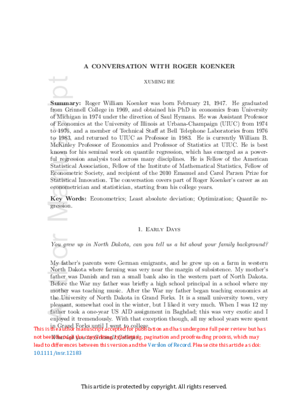 (PDF) A Conversation with Roger Koenker