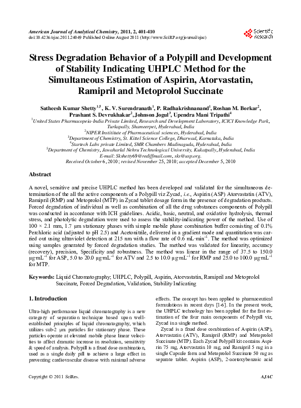 (PDF) Stress Degradation Behavior of a Polypill and Development of Stability Indicating UHPLC ...