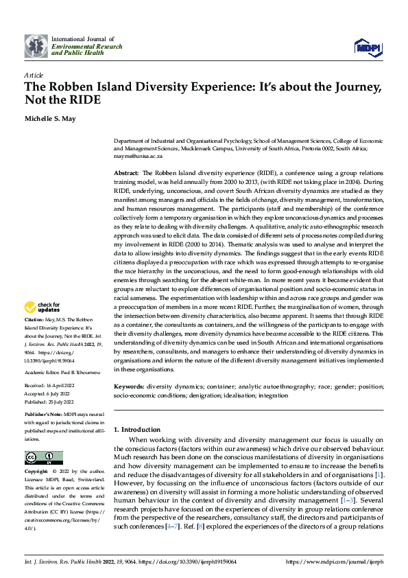 (PDF) The Robben Island Diversity Experience: It’s about the Journey, Not the RIDE