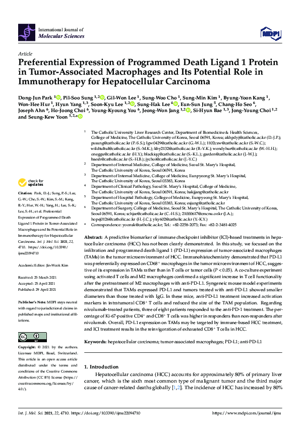 (PDF) PD-L1 Expression in Tumor-Associated Macrophages in HCC