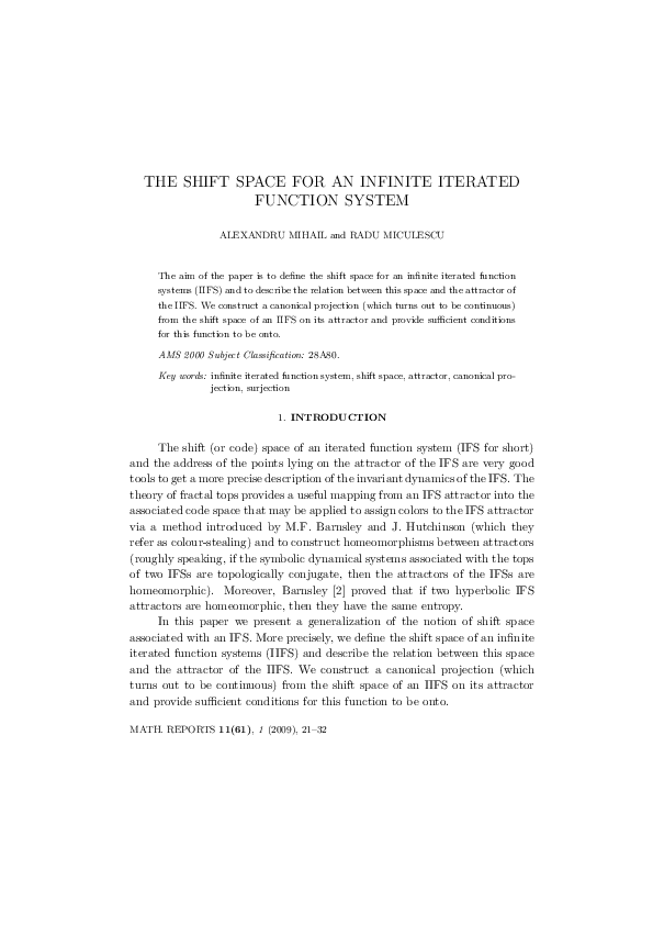 Pdf The Shift Space For An Infinite Iterated Function System 