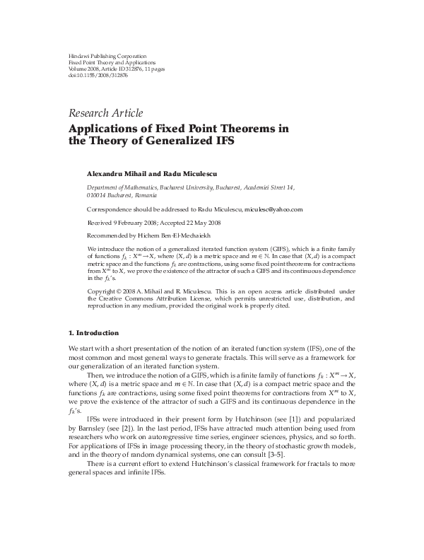 (PDF) Applications of Fixed Point Theorems in the Theory of Generalized IFS