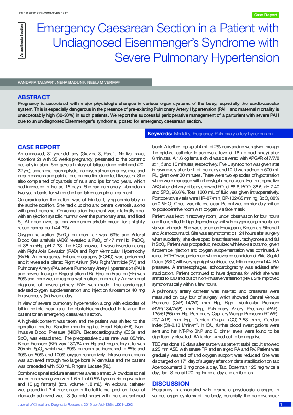 (PDF) Emergency Caesarean Section in a Patient with Undiagnosed ...