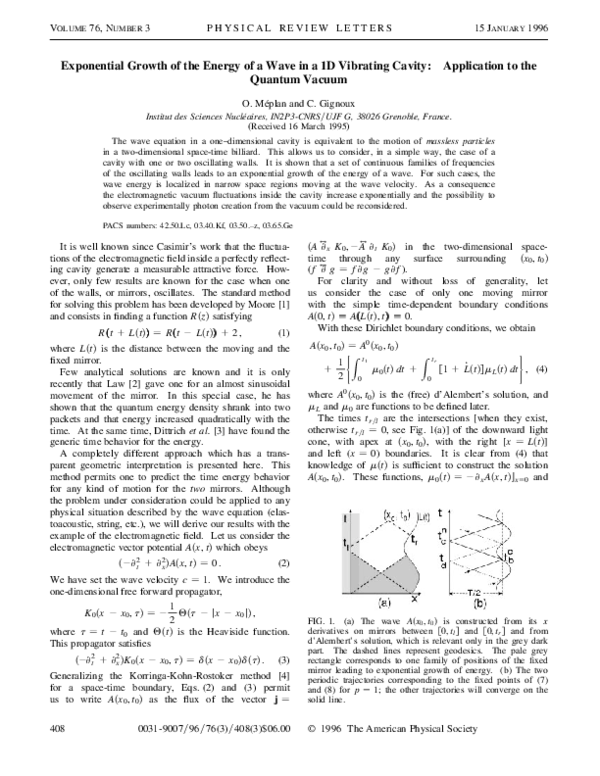(PDF) Exponential Wave Energy Growth in 1D Cavity