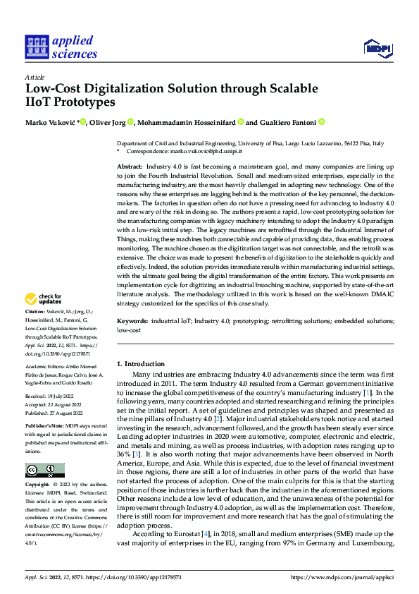 (PDF) Low-Cost Digitalization Solution through Scalable IIoT Prototypes
