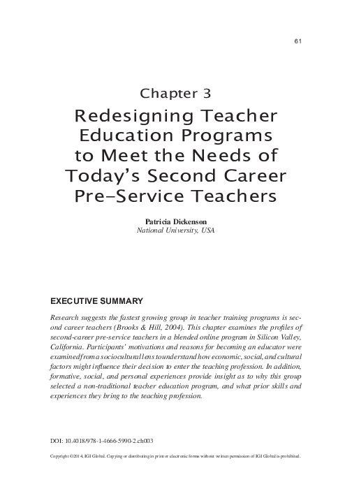 (PDF) Redesigning Teacher Education Programs to Meet the Needs of Today ...