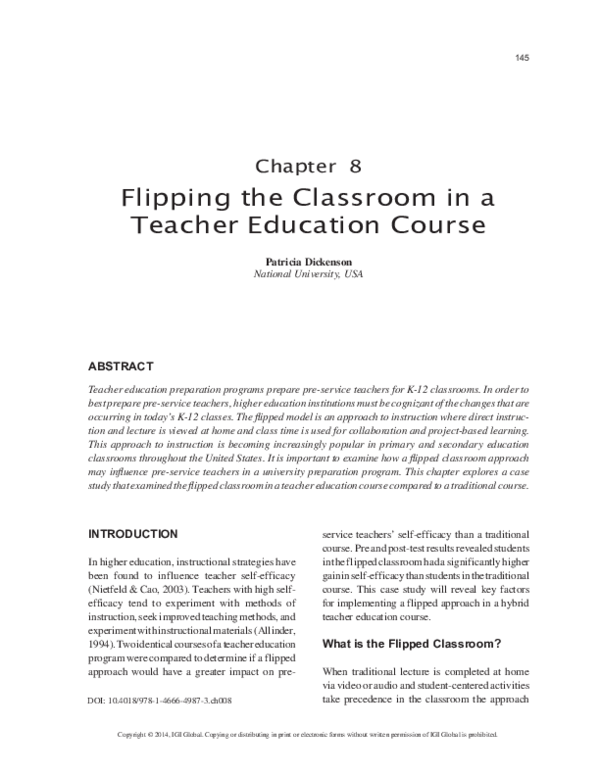 (PDF) Flipping the Classroom in a Teacher Education Course