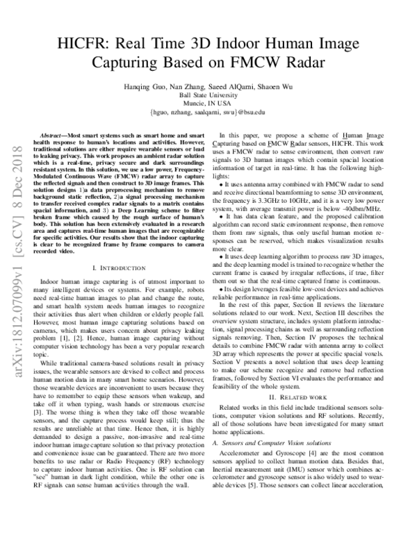 Pdf Real Time 3d Indoor Human Image Capturing Based On Fmcw Radar