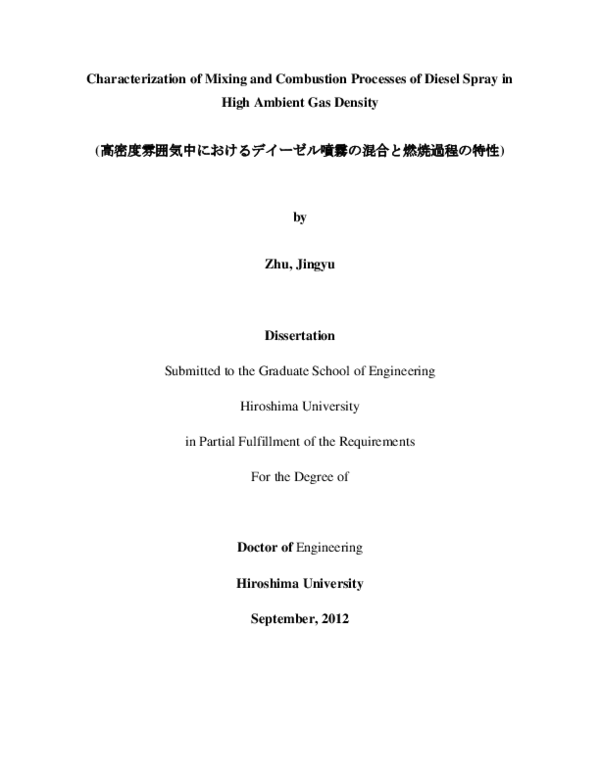 Pdf Effects Of Injection Pressure And Ambient Gas Density On Fuel Ambient Gas Mixing And