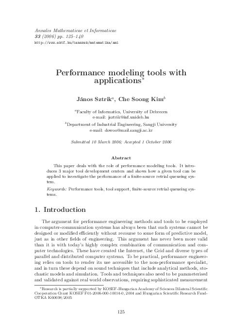 (PDF) Performance modeling tools with applications