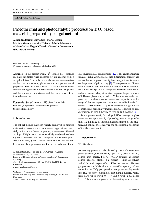 (PDF) Photothermal and photocatalytic processes on TiO2 based materials ...