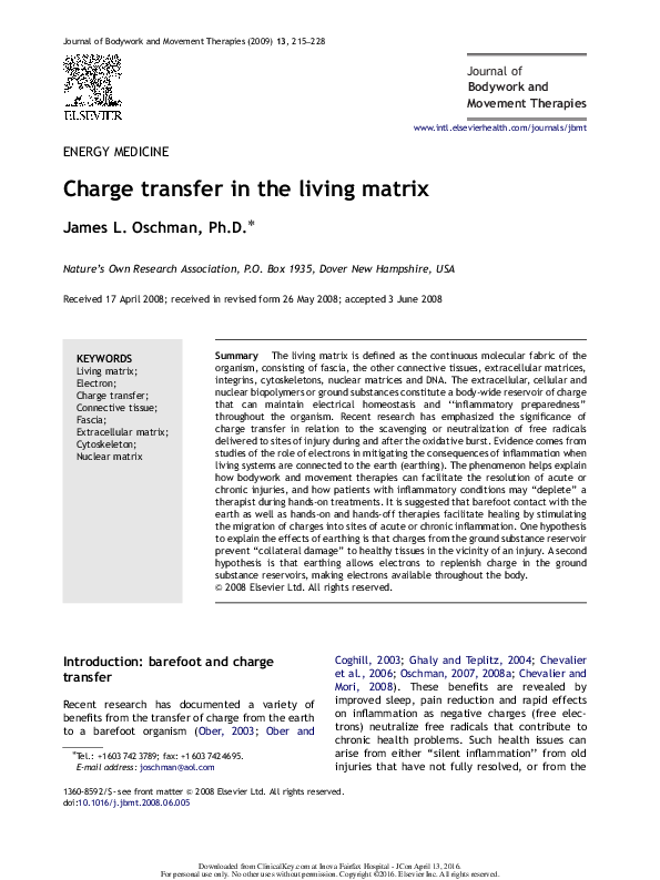 (PDF) Charge transfer in the living matrix