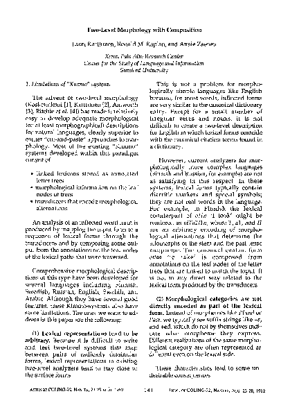 (PDF) Two-level morphology with composition