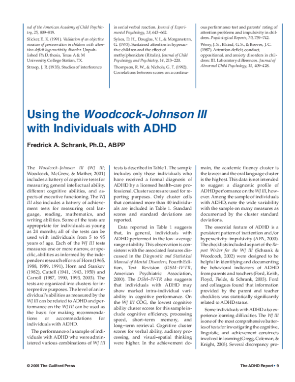 (PDF) Using the Woodcock-Johnson III with Individuals with ADHD