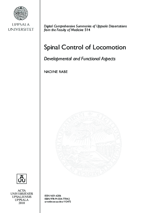 (PDF) Spinal Control of Locomotion :Developmental and Functional Aspects