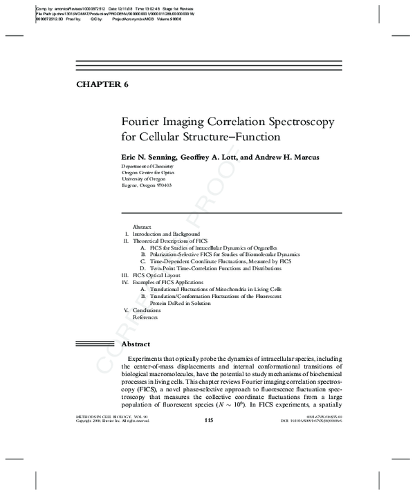 Pdf Fourier Imaging Correlation Spectroscopy For Cellular Structure