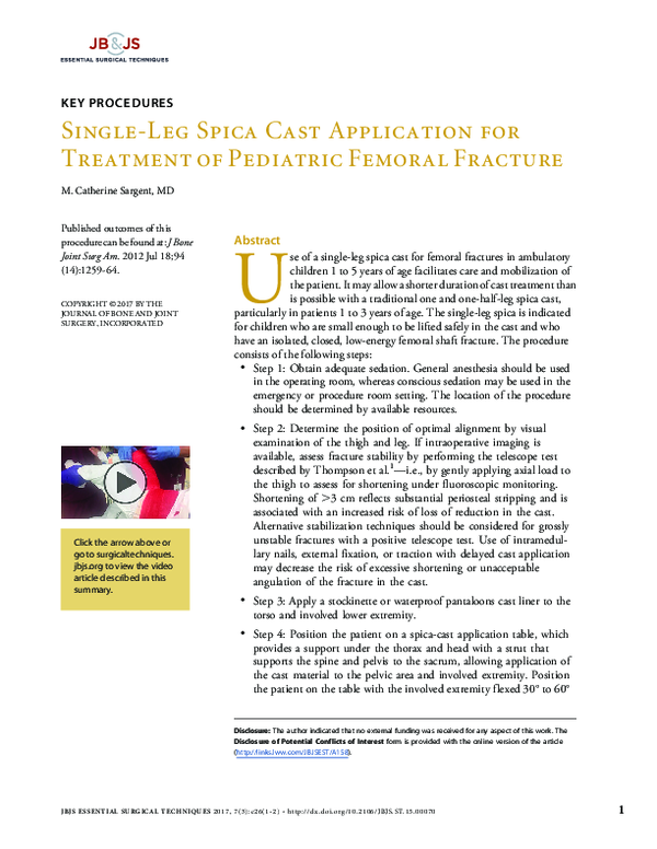 (PDF) Single-Leg Spica Cast Application for Treatment of Pediatric ...