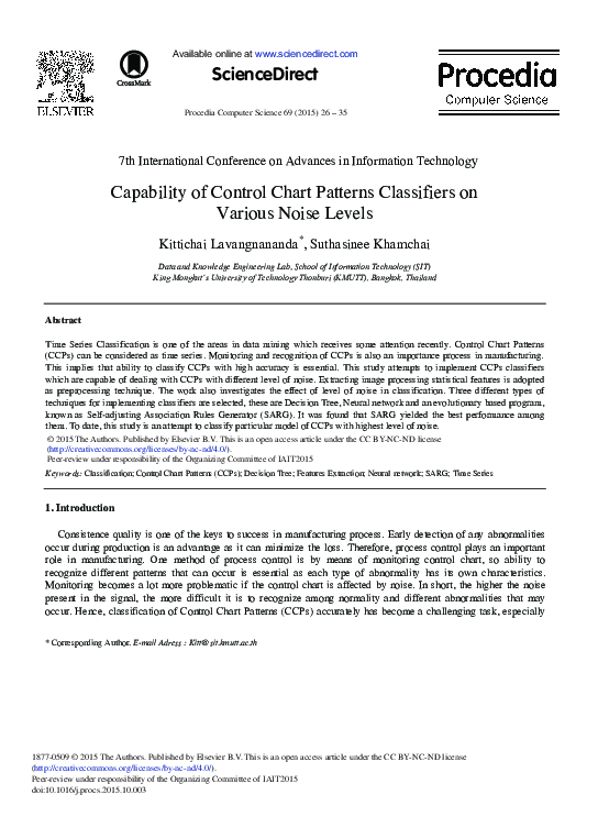 (PDF) Capability of Control Chart Patterns Classifiers on Various Noise Levels