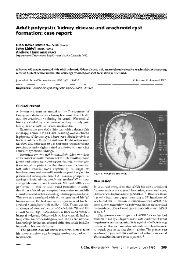 (PDF) Adult polycystic kidney disease and arachnoid cyst formation: Case report