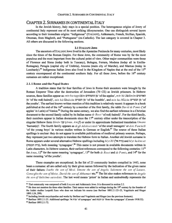 (PDF) Jewish surnames in continental Italy