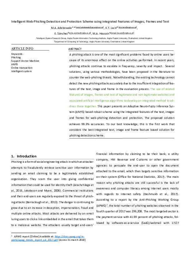 Pdf Intelligent Web Phishing Detection And Protection Scheme Using Integrated Features Of