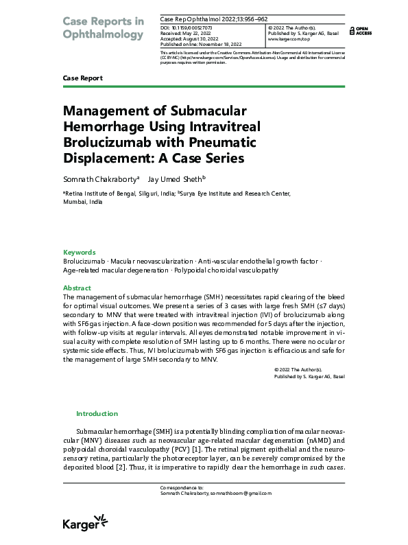 (PDF) Management of Submacular Hemorrhage Using Intravitreal ...
