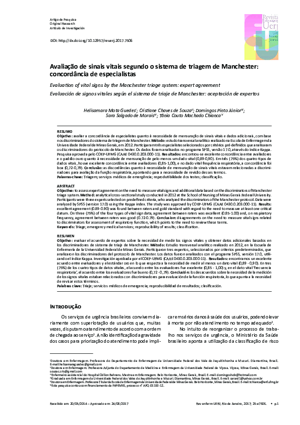 (PDF) Avaliação de sinais vitais segundo o sistema de triagem de ...