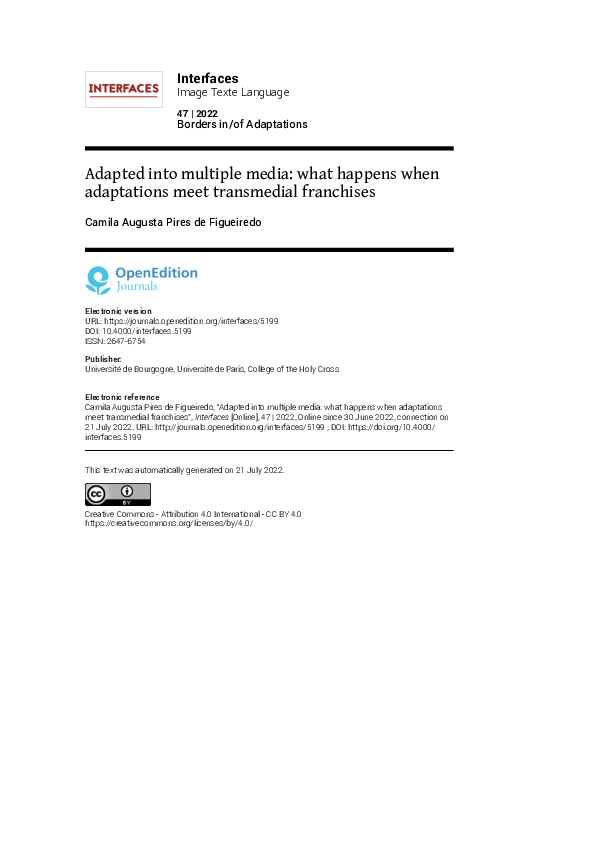 (PDF) Adapted into multiple media: what happens when adaptations meet ...