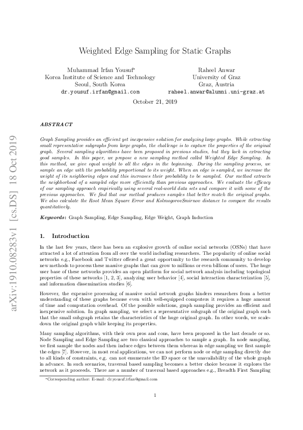 (PDF) Weighted Edge Sampling for Static Graphs