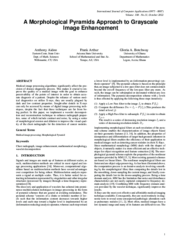 (PDF) A Morphological Pyramids Approach to Grayscale Image Enhancement