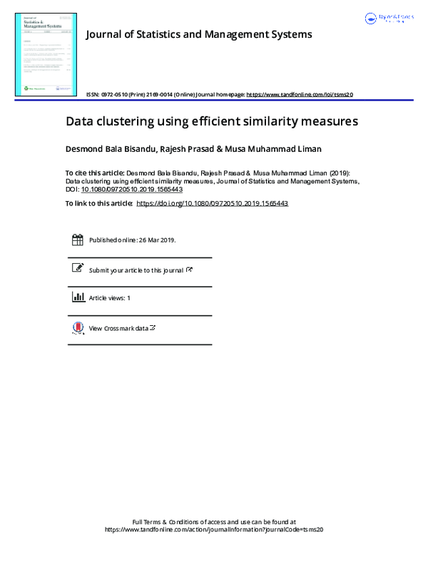(PDF) Data clustering using efficient similarity measures