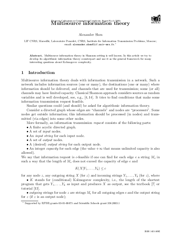 (PDF) Multisource information theory