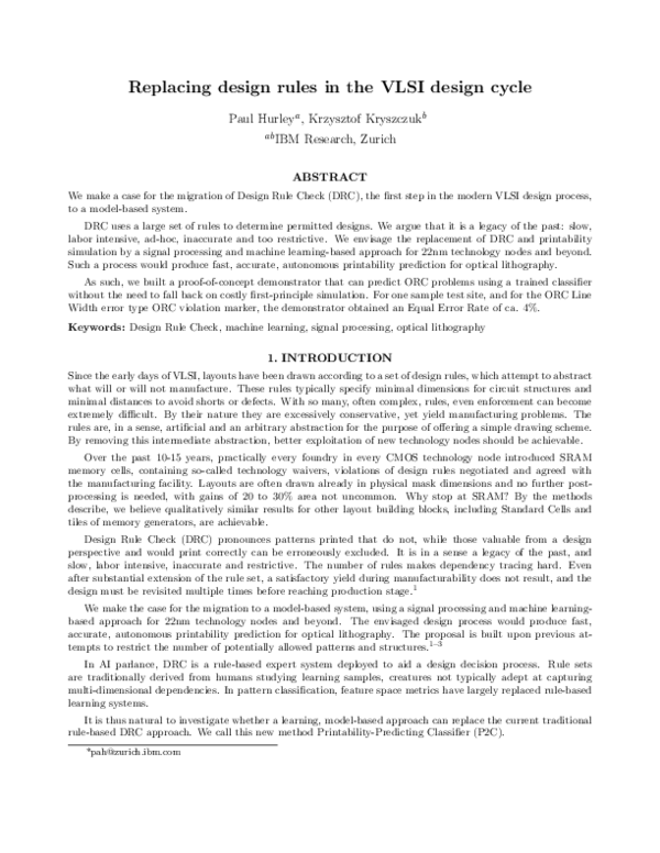 (PDF) Replacing design rules in the VLSI design cycle