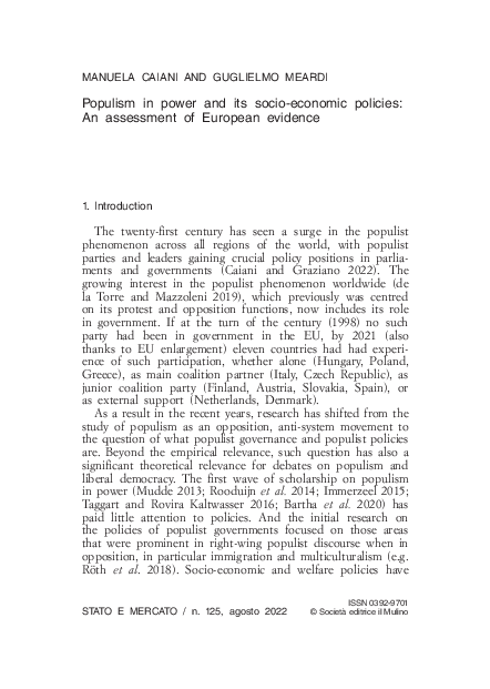 (PDF) Populism in power and its socio-economic policies: An assessment ...