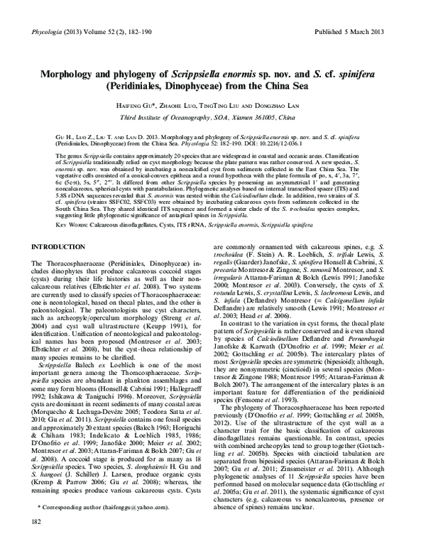 (PDF) Morphology and phylogeny of Scrippsiella enormis sp. nov. and S ...