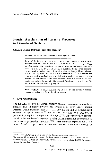 Pdf Fourier Acceleration Of Iterative Processes In Disordered Systems