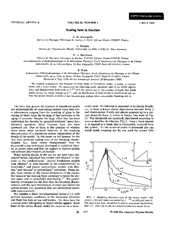 (PDF) Scaling laws in fracture | Alex Hansen - Academia.edu
