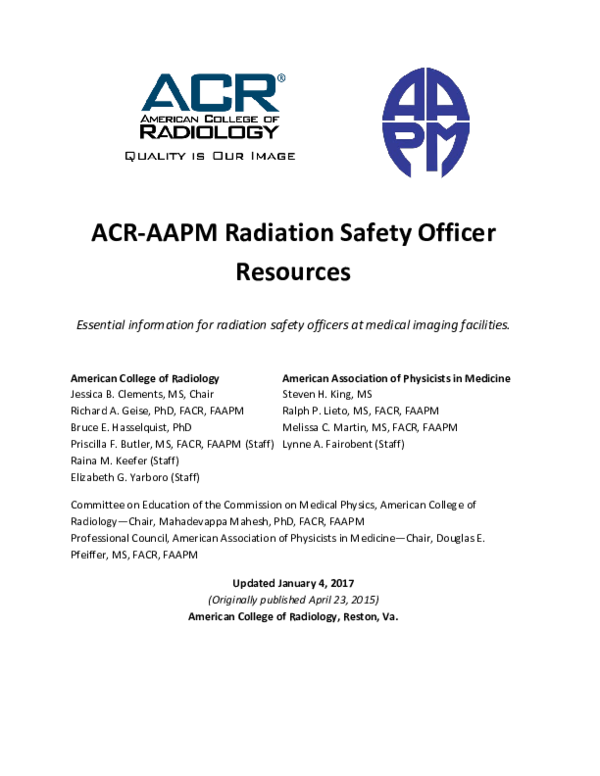 (PDF) ACR-AAPM Radiation Safety Officer Resources