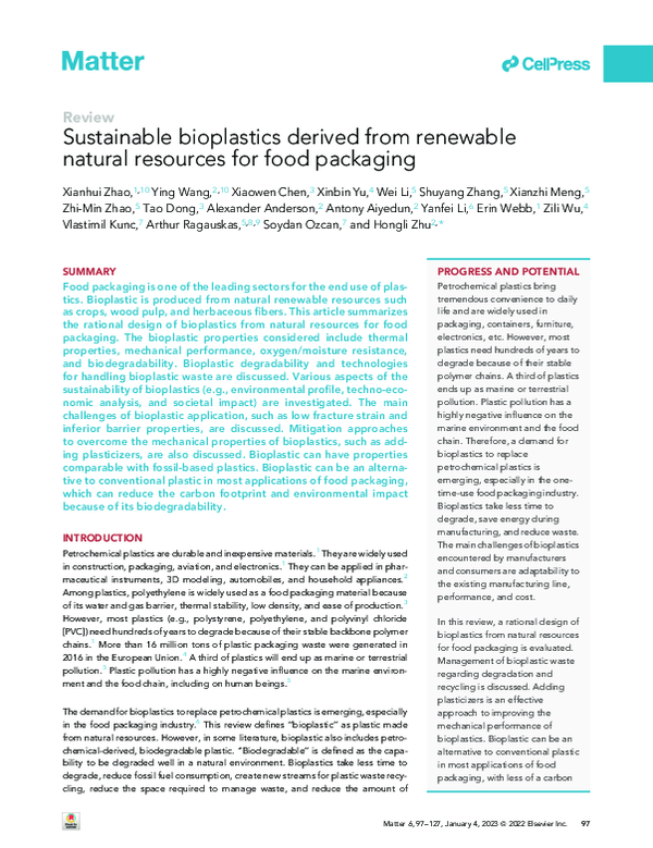 (PDF) Sustainable bioplastics derived from renewable natural resources ...
