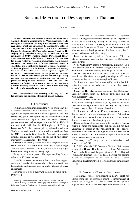 (PDF) Sustainable Economic Development in Thailand