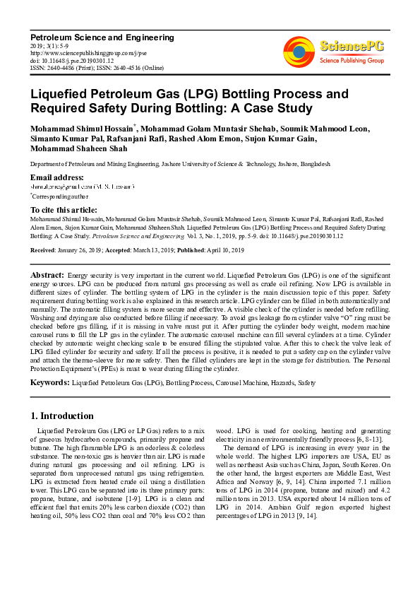 (PDF) Liquefied Petroleum Gas (LPG) Bottling Process and Required ...