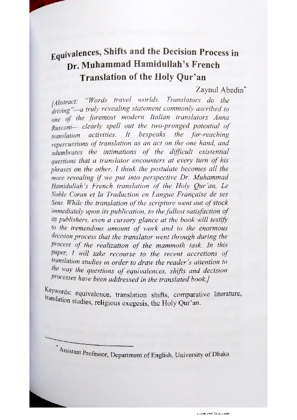 (PDF) Equivalences, Shifts and the Decision Process in Dr. Muhammad ...
