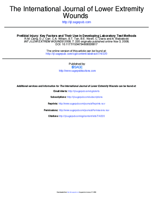 (PDF) Pretibial Injury: Key Factors and Their Use in Developing ...