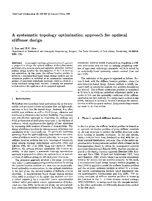 (PDF) A systematic topology optimization approach for optimal stiffener design